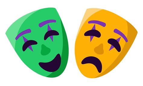 Happy And Sad Masks Vector Illustration Joy And Agony Face Expression