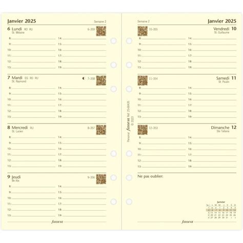 Stock Bureau Filofax Recharge Pour Agenda Personal Semaine Sur Deux
