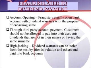 Dividend Warrant Fraudslideppt