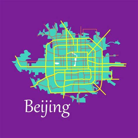 Beijing City Map Sticker Royalty Free Vector Image