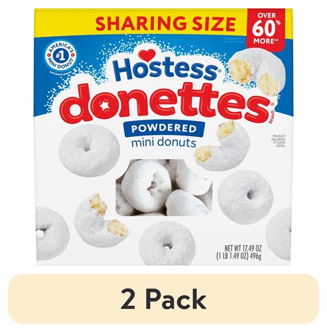 2 Pack Hostess Donettes Powdered Mini Donuts 17 49 Oz Sharing Size