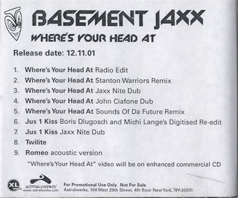 Basement Jaxx Wheres Your Head At Us Promo Cd Single Cd5 5 556635