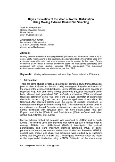 pdf bayes estimation of the mean of normal distribution using moving