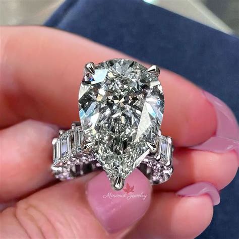 8 Ct Large Pear Moissanite Engagement Ring Celebrity Style Unique Pear