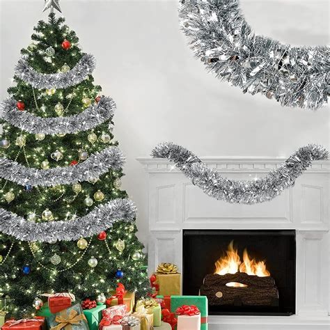 Cokeey 4 Pack Tinsel Garlands Christmas Tree Decorationsthick Thin