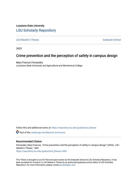Crime Prevention And The Perception Of Safety In Campus Design Pdf
