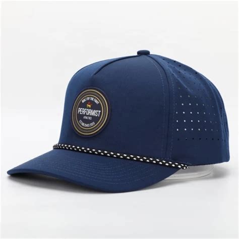Custom Men 5 Panel Cap Embroidery Logo Perforated Laser Cutting Hole