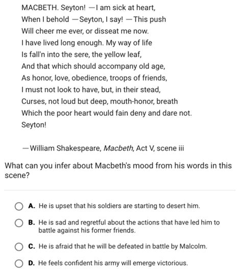 Macbeth Seyton I Am Sick At Heart When I Behold Seyton I Say This Push Will Cheer Me