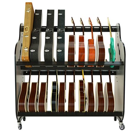 Classroom Double Stack Guitar Rack Stand With Wheels Multi Guitar