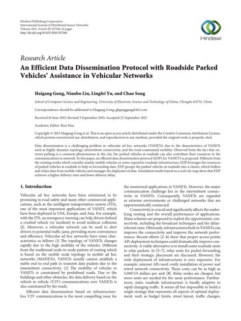 Pdf An Efficient Data Dissemination Protocol With Roadside Parked