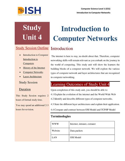 Study Unit 4 Introduction To Computer Networks Introduction To Computer Networks Study Unit