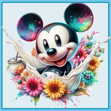 Mickey Mouse Splash And Watercolor Digital Design Png File Sublimation