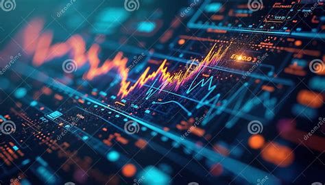 Digital Display Shows Dynamic Tech Graphs Charts Futuristic Interface
