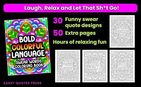 Bold Colorful Language Swear Words Coloring Book Swear