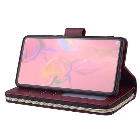 For Zte Zmax 10 Wallet Case 9card Zipper Slots Kickstand Flip Leather