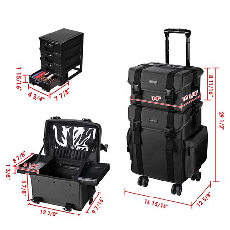 Thelashop 2in1 Nylon Pro Rolling Makeup Case With Drawers 8