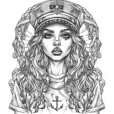 Premium Photo Portrait Of A Beautiful Girl In A Sailor Hat And A Cap