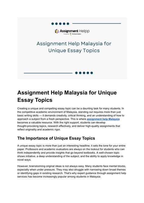 Ppt Assignment Help Malaysia For Unique Essay Topics Powerpoint