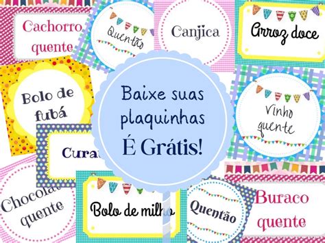 Baixe Grátis Plaquinhas De Comidas Para Festa Junina De Frente Para