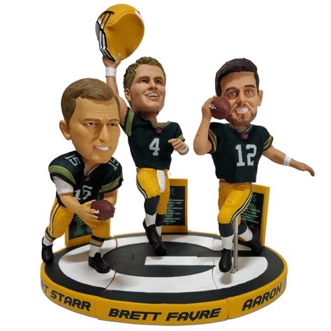 Green Bay Packers Triple Bobblehead Puzzle Set Bart Starr Brett Fav — Bobblesgalore