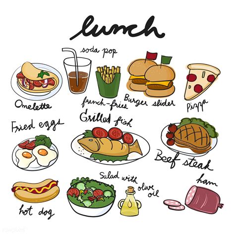 Essen Zeichnungen Food Doodle Draw Vector Object Hand Royalty Chicken