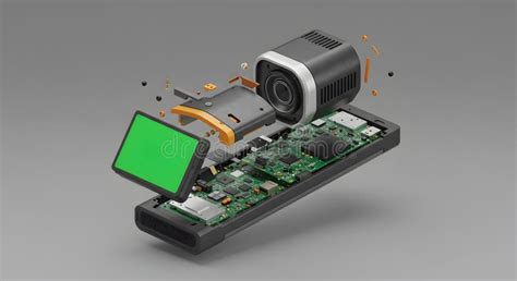 Exploded View Of Modern Security Camera Showcasing Complex Internal