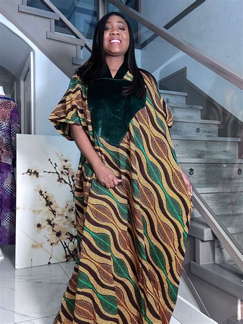 Ankara African Print Long Bubu With Velvet Rich Aunty Vibe Etsy