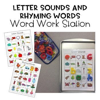 Letter Sounds And Rhyming Words Word Work Center Rhyming Words Word