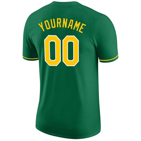 Custom Kelly Green Gold White T Shirt