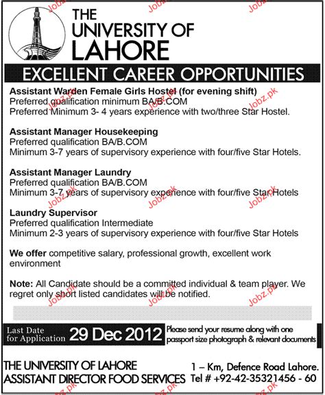 Assistant Warden Assistant Manager Housekeeping Wanted 2025 Job