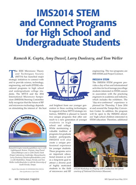 Pdf Ims2014 Stem And Connect Programs For High School And