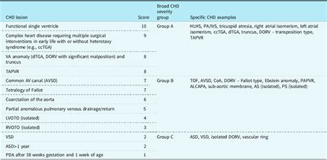 The Chd Severity Classification System Development Of A Tool To Assist With Disease
