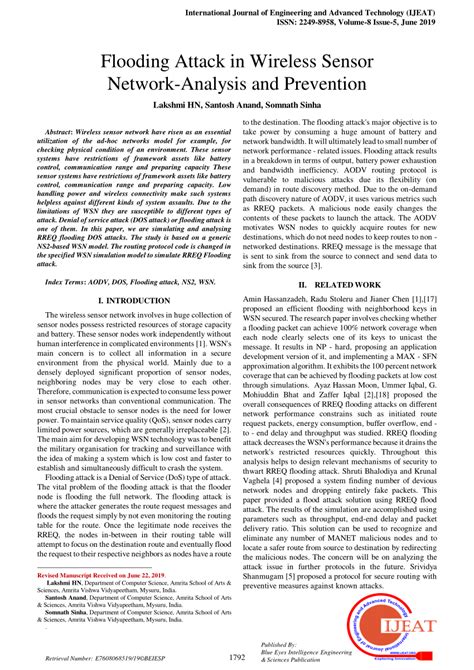 Pdf Flooding Attack In Wireless Sensor Network Analysis And Prevention