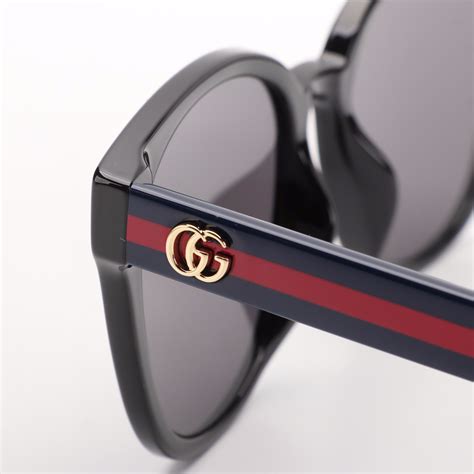 Gucci Gg0855sk Black And Gg Bluered Web Stripe Sunglasses With Case Ebth