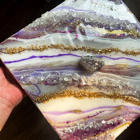 Epoxy Resin Artwork 25x25cm Geode Wall Art Etsy