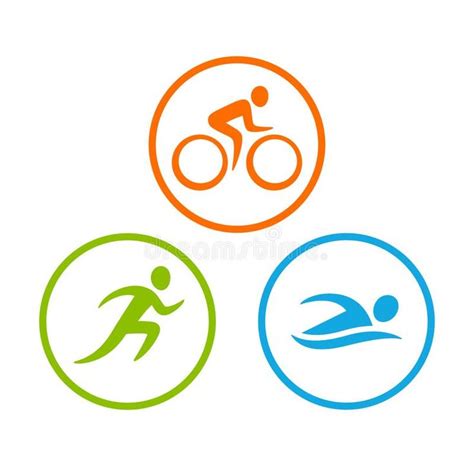 Triathlon Symbols Set Swim Run Bike Simple Cycling Emblem Design