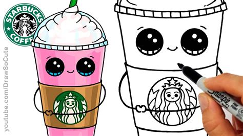 How To Draw A Starbucks Frappuccino Cute Cartoon Drink Youtube