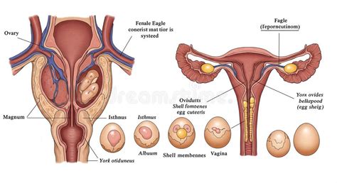 Cross Section Illustration Of An Avian Reproductive System And Egg