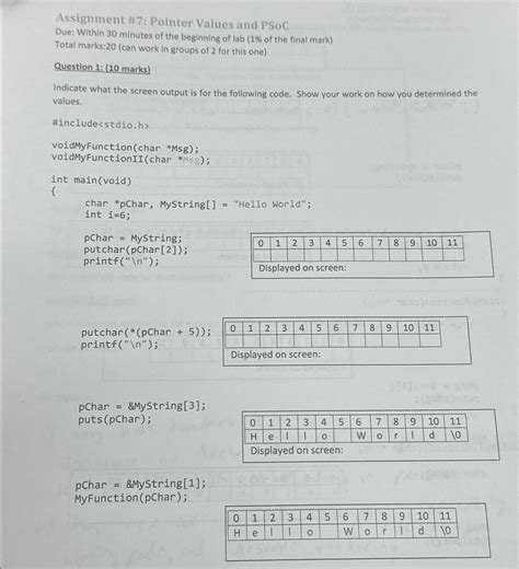 Solved Assignment 7 Pointer Values And Psocdue Within 30
