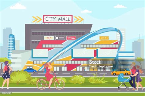 Bangunan Modern Arsitektur Kota Ilustrasi Vektor Eksterior Kantor Cityscape Dengan Arsitektur