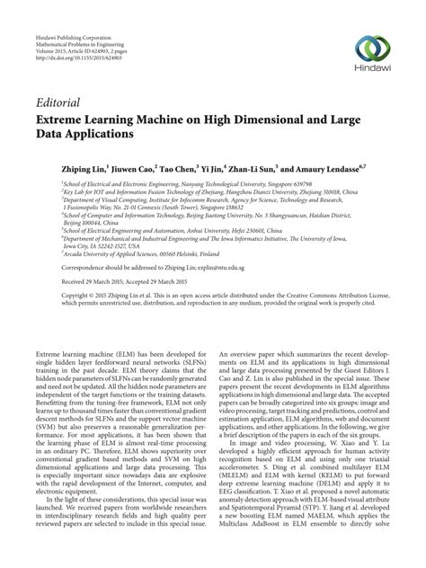 Pdf Extreme Learning Machine On High Dimensional And Large Data