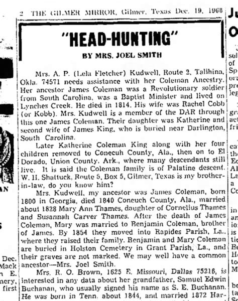 The Gilmer Mirror Gilmer Tx 19 Dec 1968 Page 2
