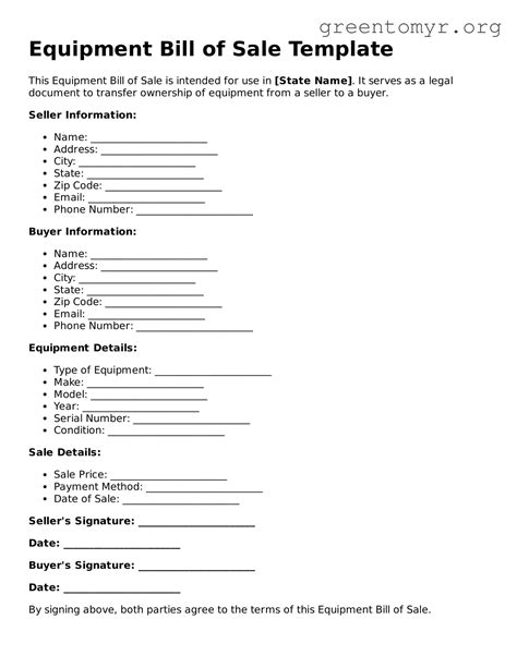 Valid Equipment Bill Of Sale Forms ≡ Fillable Template