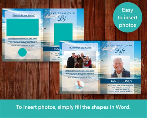 11x17 Funeral Program Template With 12 Pages Beach Funeral Templates