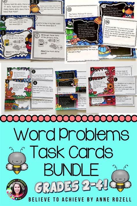 Math Word Problem Task Cards Bundle Word Problems Task Cards Math