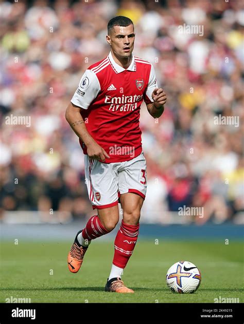 Arsenals Granit Xhaka During The Premier League Match At The Emirates