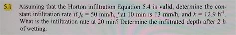 Solved Assuming That The Horton Infiltration Equation 54 Is