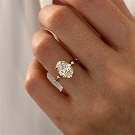 3 Carat Oval E Vvs2 Lab Grown Diamond Nature Inspired Engagement Ring