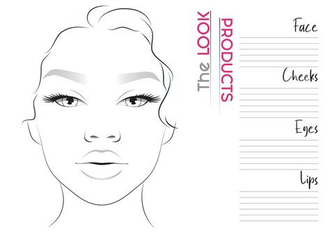 Realistic Makeup Artist Face Chart Blank Template Vector Illustration