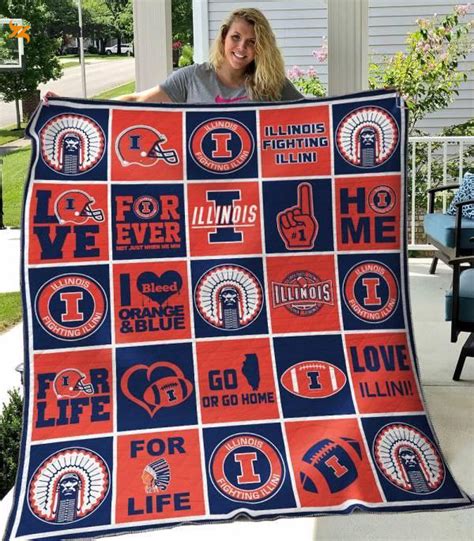 Illinois Fighting Illini 3 Quilt Blanket For Fans Home Decor T